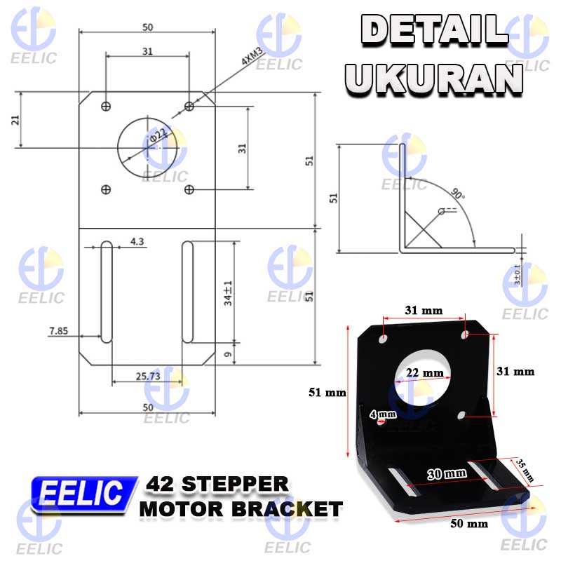 Jual EELIC BRS-L42 Bracket stepper dudukan tipe L bantalan motor nema ...