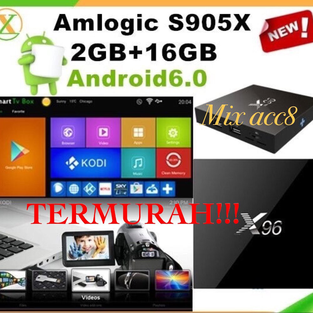 Jual Android TV Box X96 4K RAM 2GB ROM 16GB-S905X 4Core Amlogic Android BOX | Shopee Indonesia
