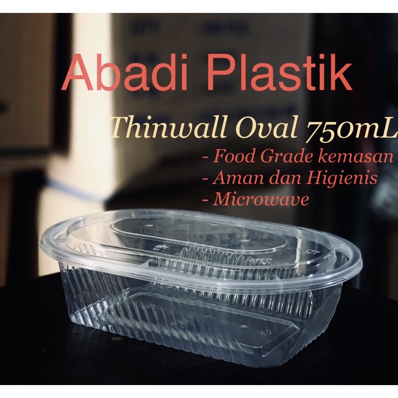 Jual THINWALL OVAL / FOOD CONTAINER / KOTAK PLASTIK 750ML ISI 25PCS | Shopee Indonesia