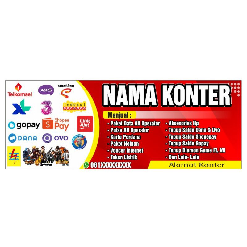Jual SPANDUK KONTER PULSA ( Banner Pulsa ) | Shopee Indonesia