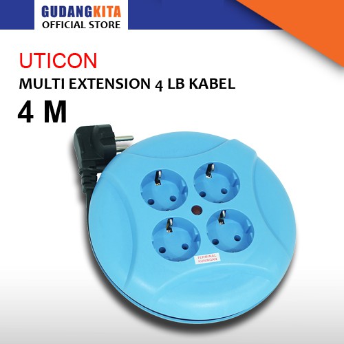 Jual Kabel Roll Multi Extension 4 Meter + 4 Lubang Uticon 148CR ...