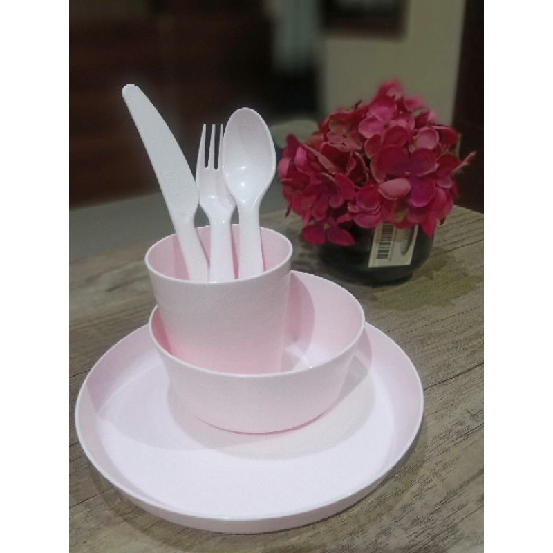 Jual IKE4 K4LAS ALAT MAKAN SET-6PCS (PIRING,MANGKUK,GELAS,PISAU,SENDOK ...