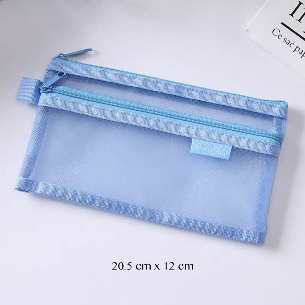 Jual Kotak Pensil 2 (Dua) Resleting / Tempat Pensil Mesh Jaring ...