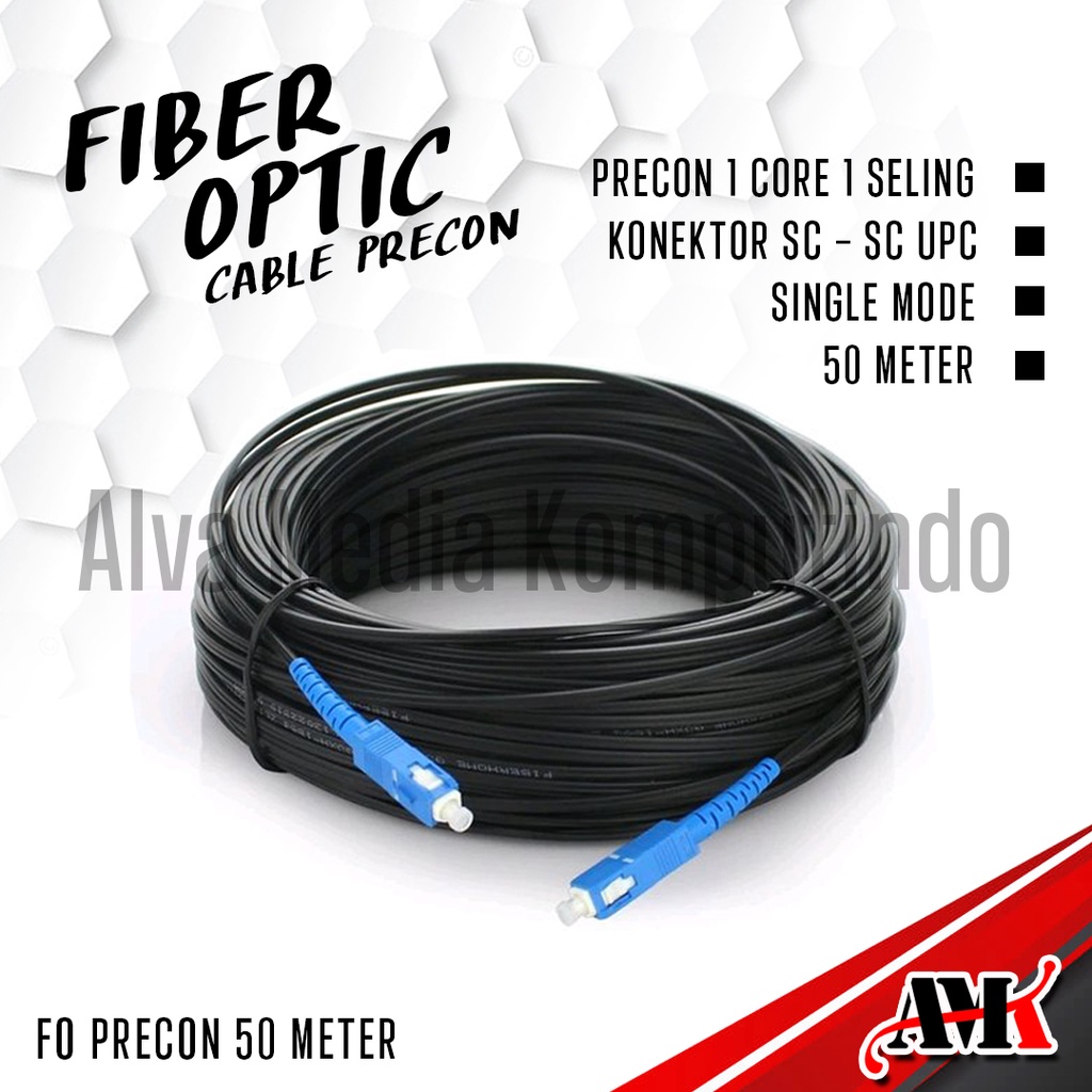 Jual Kabel Fiber Optik 50 Meter SC UPC Precon 50M 1 Core Cable Dropcore FTTH Precon Single Core ...