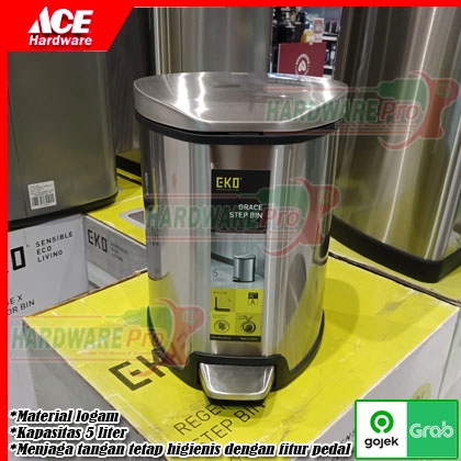 Jual Tempat Sampah 5 Ltr Stainless Tong Sampah Pedal Bin Trash Bin Eko Original ACE | Shopee ...