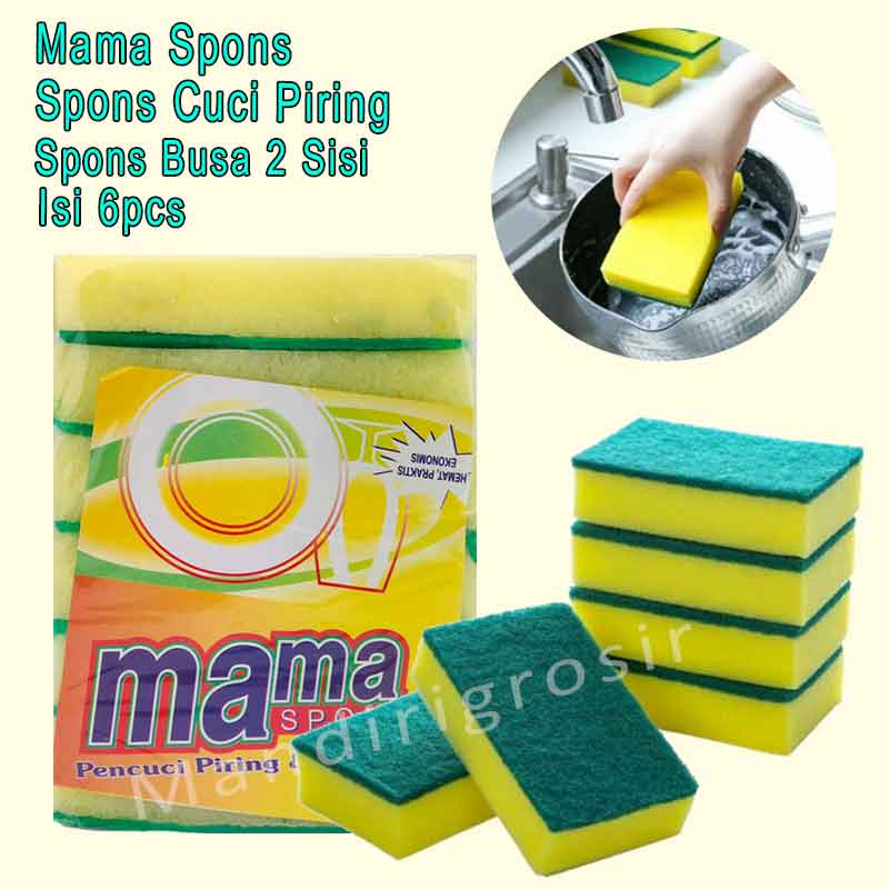 Jual Spons Cuci Piring *Mama Spons * Spons Busa 2 Sisi * Isi 6pcs ...