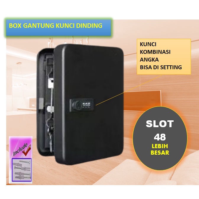 Jual Key Box 48 KEYS tempat gantungan kunci kotak besi tempel dinding ...