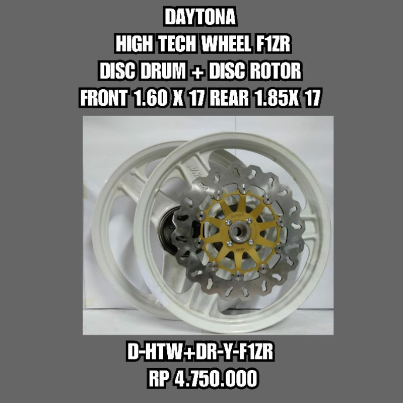 Jual DAYTONA VELG PELEG HIGH TECH WHEEL F1ZR PLUS PIRINGAN DISC DAYTONA ...