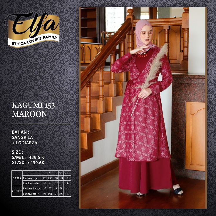 Jual DRESS/ GAMIS WANITA ETHICA KAGUMI 153 MAROON | Shopee Indonesia