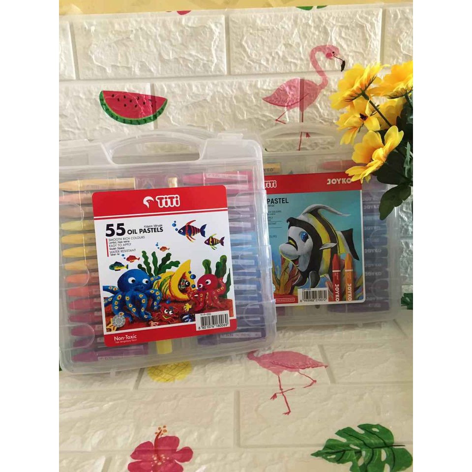Jual CRAYON TITI / TITI JOYKO ISI 55 WARNA/oil pastel titi 55 warna ...