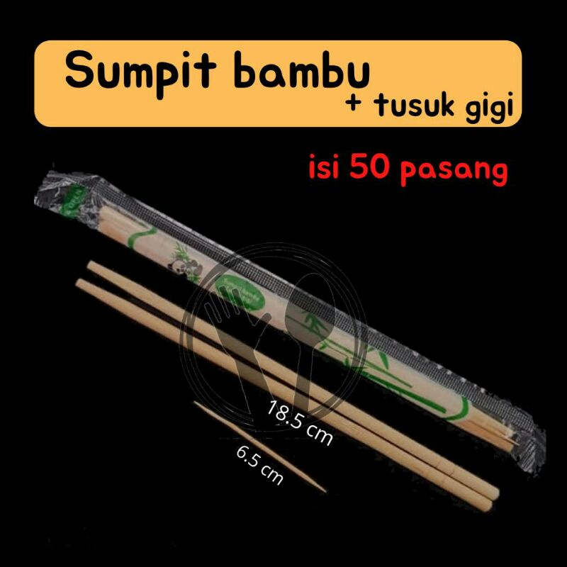 Jual [ISI 50 pasang] sumpit bambu sekali pakai / sumpit kayu super ...