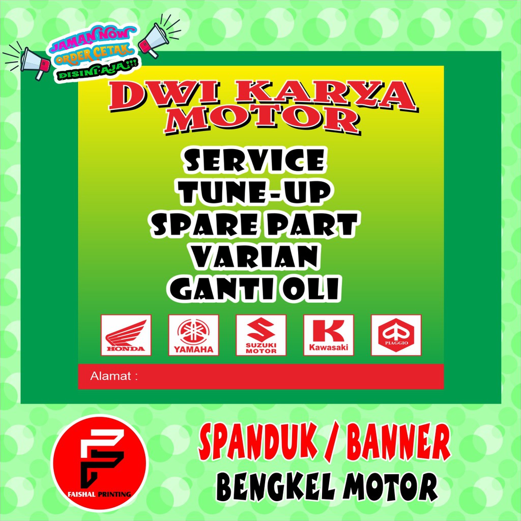 Jual Spanduk/ Banner/ Backdrop Bengkel Service Motor Ganti Oli Ukuran 1 ...
