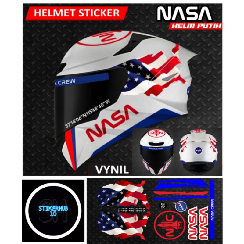 Jual STIKER HELM NASA USA FULL FACE HALF FACE - STICKER HELM PRINT AND ...