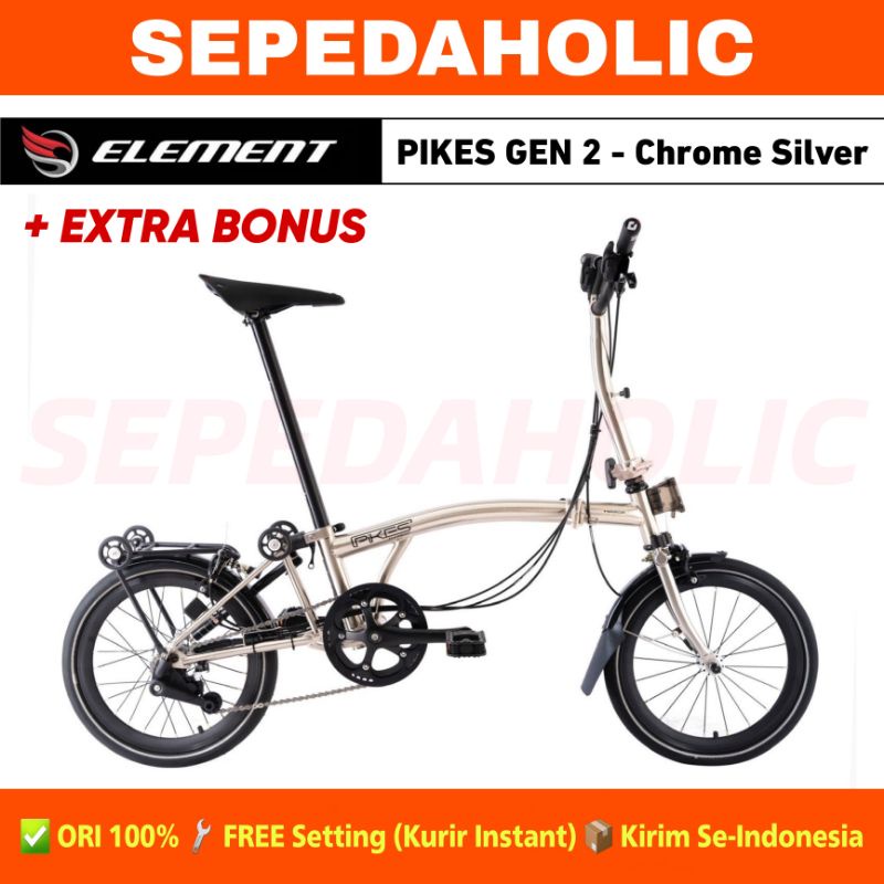 Jual Sepeda Lipat ELEMENT PIKES GEN 2 Chrome Silver Folding Bike ...