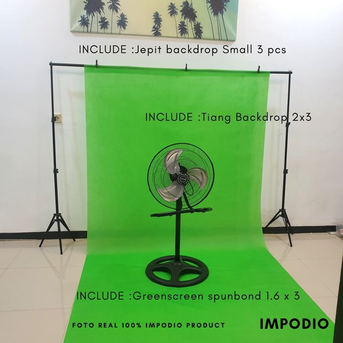 Jual IMPODIO Paket Greenscreen spunbon + Stand backdrop youtuber ...