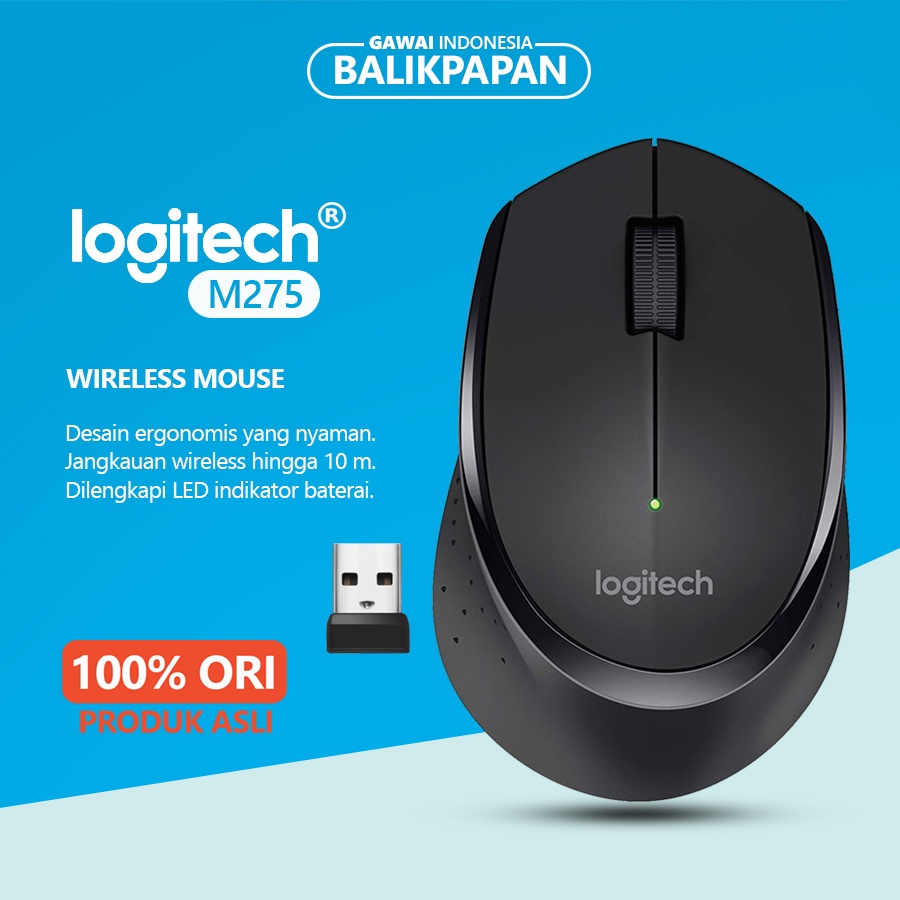 Jual Logitech M275 Wireless Mouse ORIGINAL (Black) | Shopee Indonesia