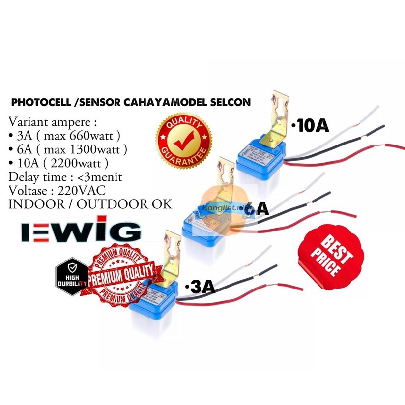Jual Photocell / sensor cahaya / fotosel 3A, 6A,10A EWIG PREMIUM ...