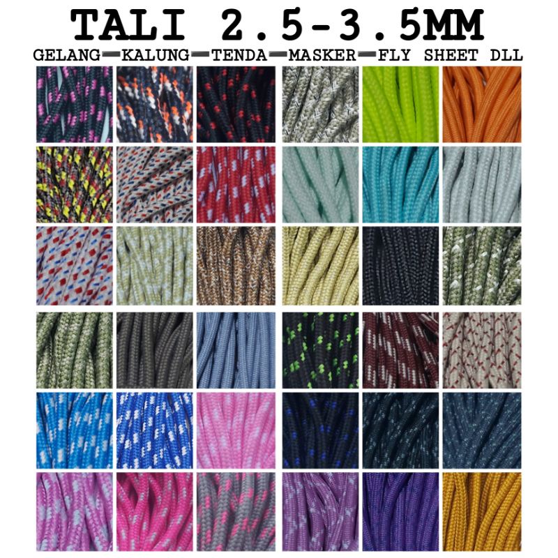 Jual Tali Prusik 2.5mm 3mm 3.5mm Tali Paracord Gelang Kalung Tenda ...