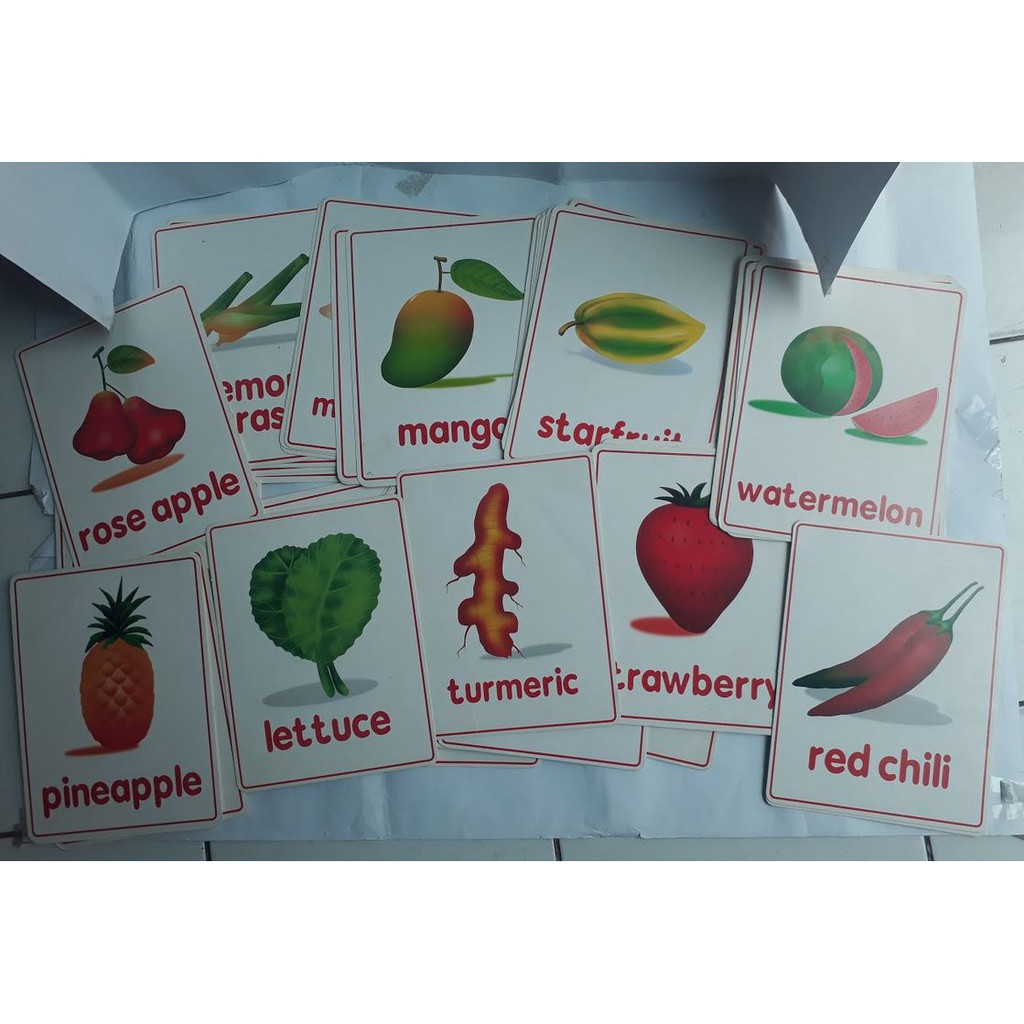 Jual Flash Card Buah, Sayur dan Rempah (ukuran besar, 60 lembar ...