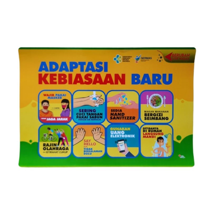 Jual Poster Adaptasi Kebiasaan Baru, Poster kawasan tertib Prokes ...