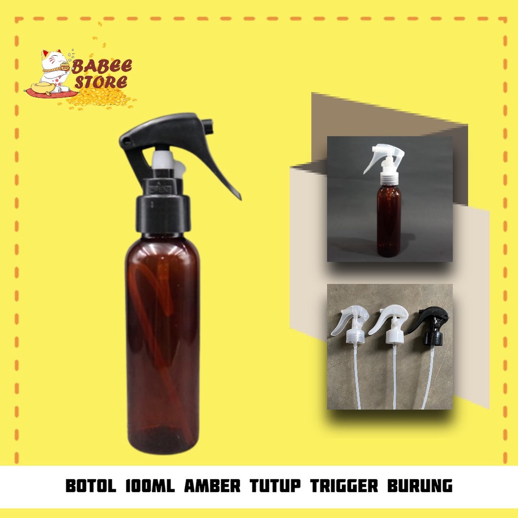 Jual BABEE - BOTOL 100ML AMBER TUTUP SPRAY TRIGGER BURUNG N24 / BOTOL SPRAY TRIGGER 100ML AMBER ...