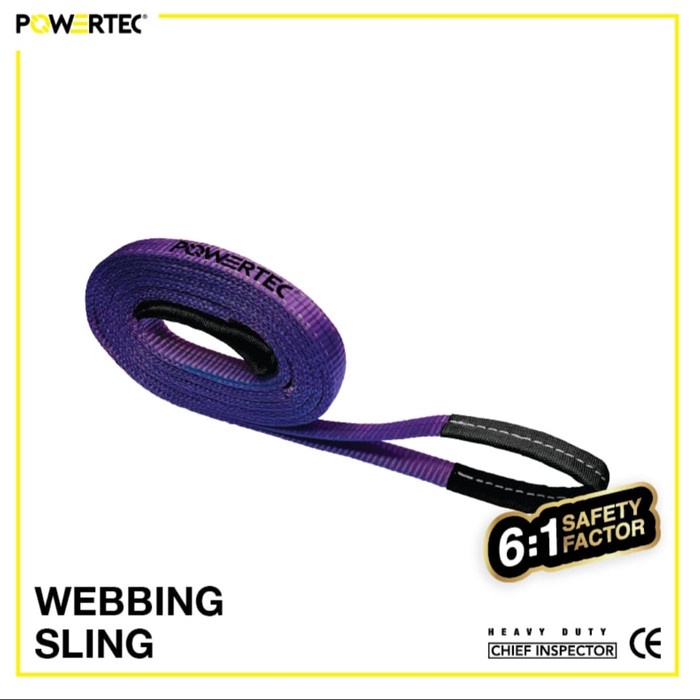 Jual Polyester Webbing Sling Tali Angkat POWERTEC 1 Ton x 3 Meter (SF 6 ...
