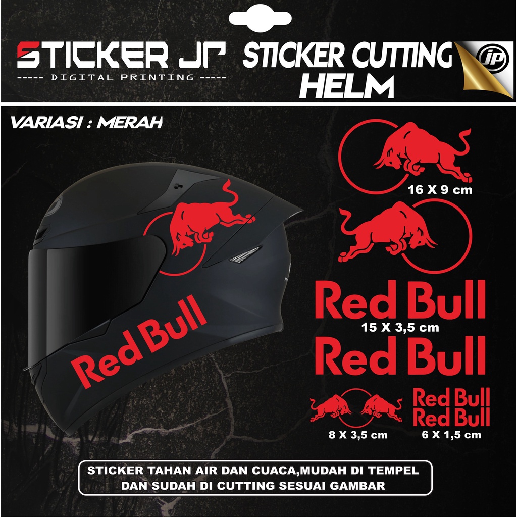 Jual Stiker Helm Full Face - Cutting Sticker helem FullFace RedBull ...