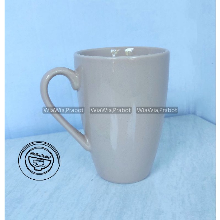 Jual mug keramik porselen putih bentuk corel 250ml gelas minum v tahan ...