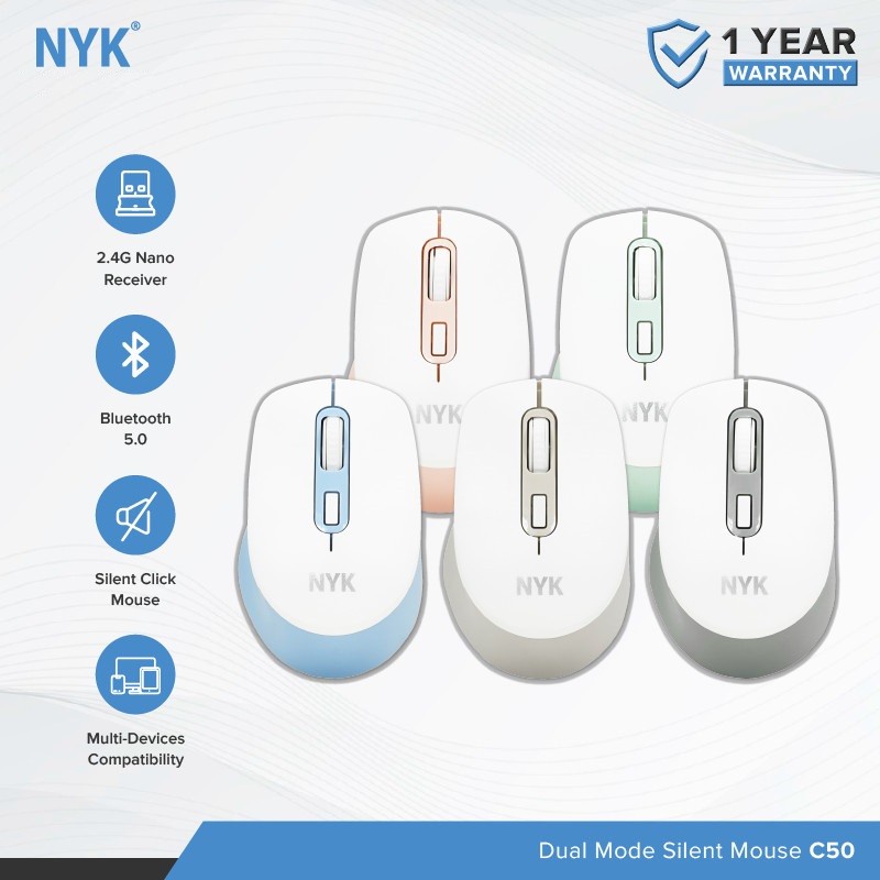 Jual Mouse NYK C50 Dual Mode Bluetooth Wireless 2.4Ghz Silent Mouse ...