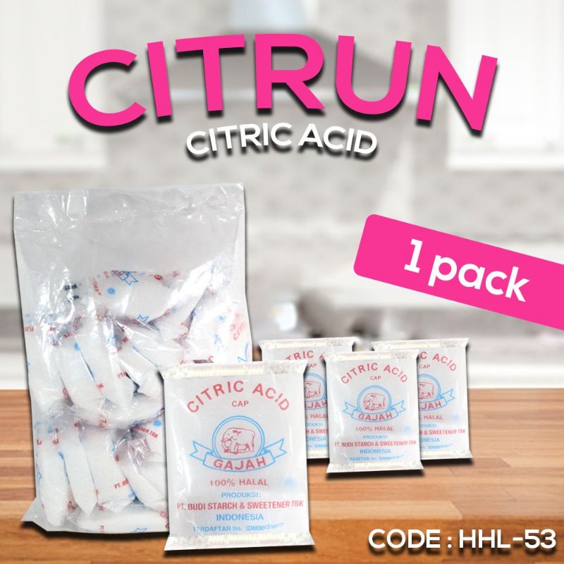 Jual Citric Acid Cap Gajah (1pak isi 20) / Citrun Cap Gajah / Garam ...