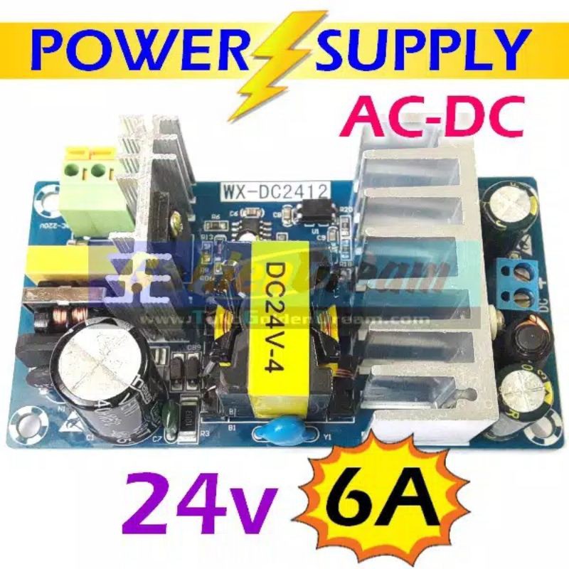 Jual adaptor 24v 6a dan 12v 8a modul power suplay smps ac dc smps 24v ...