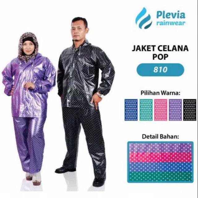 Jual Jas Hujan Pop Plevia 810 / Jas hujan polkadot / Jas hujan setelan ...
