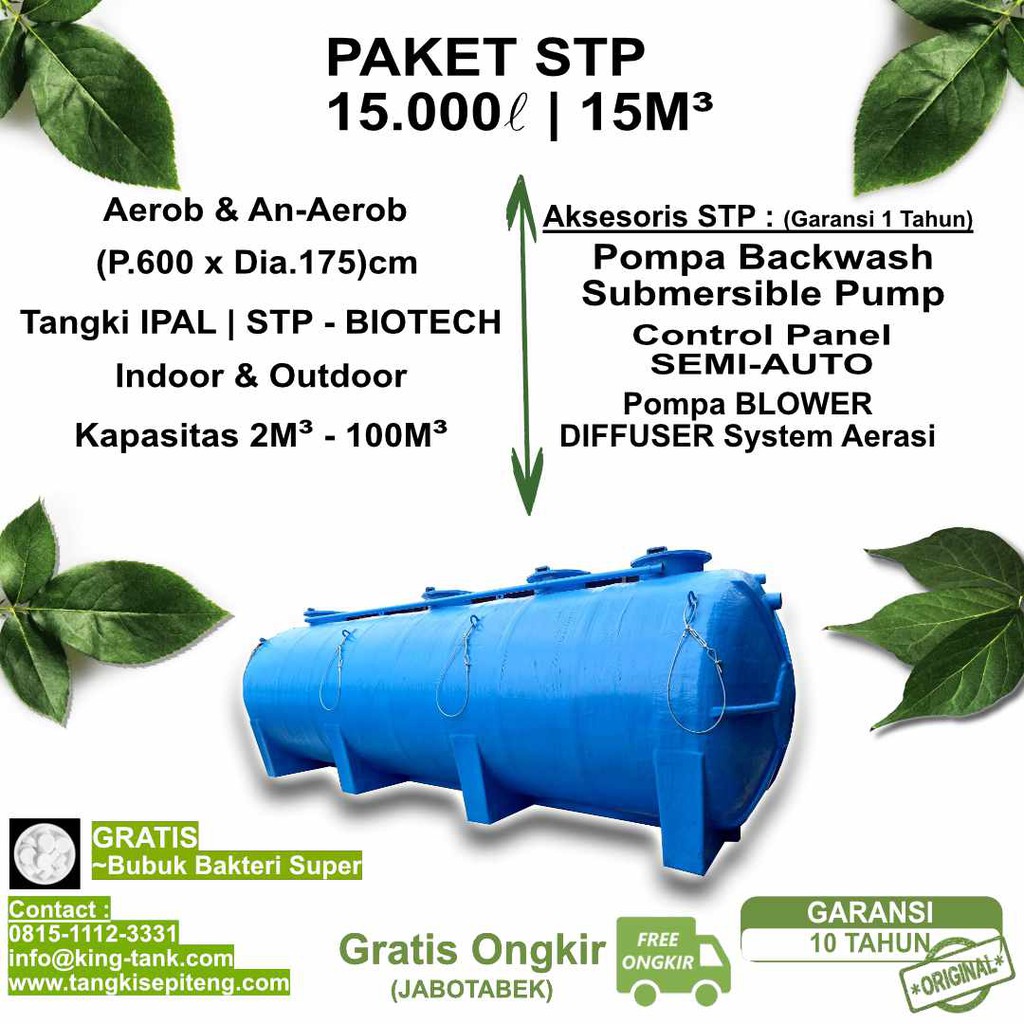 Jual PAKET Tangki IPAL Sewage Treatment Plant STP BIOTECH 15000L / 15M3 ...