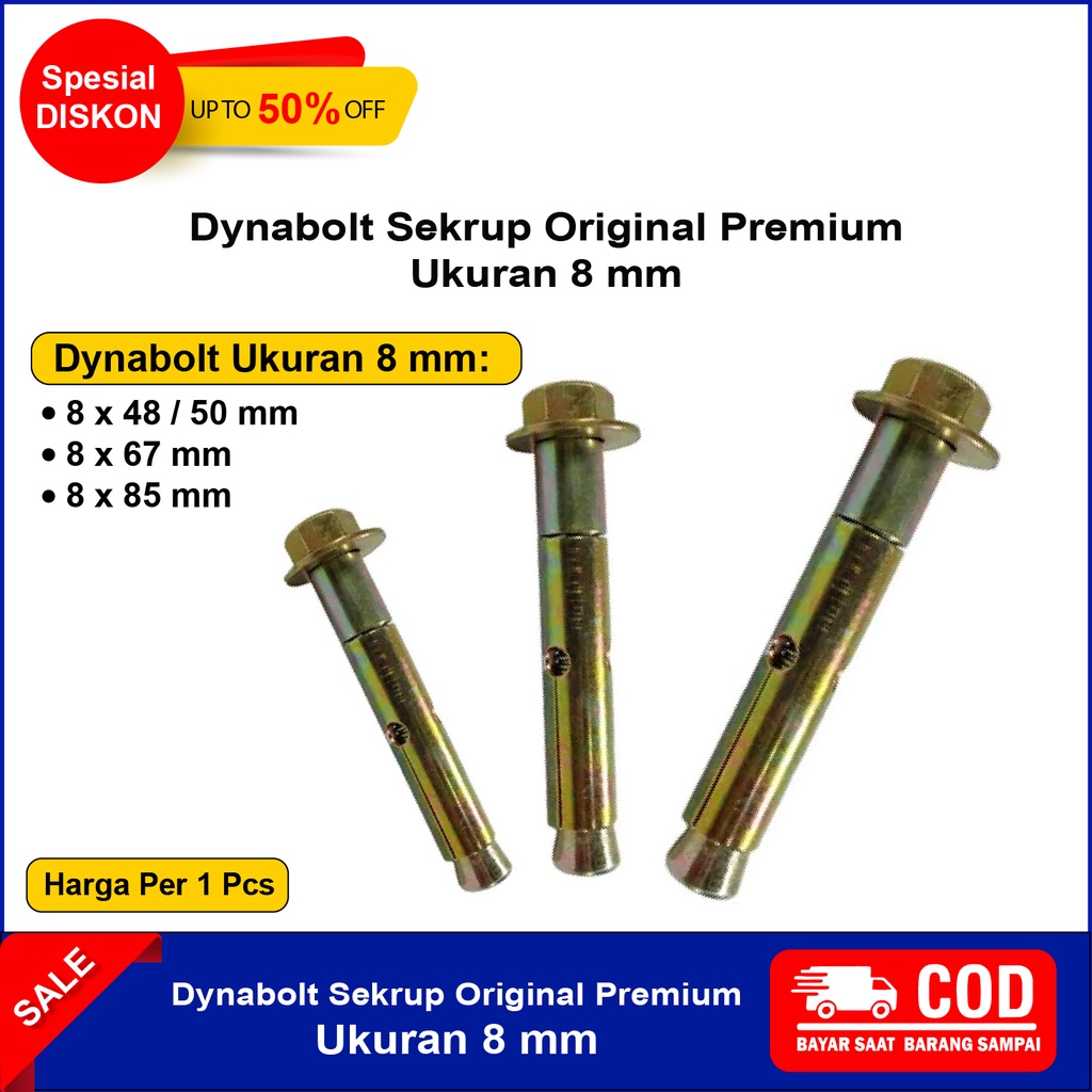 Jual BAUT DYNABOLT UKURAN 8 MM DINABOLT DINABOL TEMBOK BETON BAUT TANAM ...