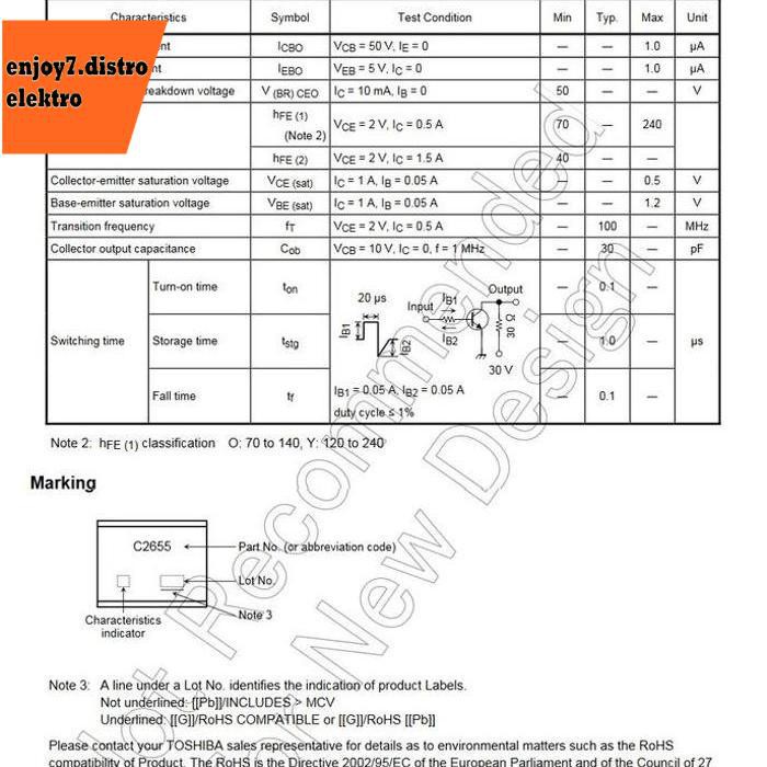 Jual C2655 2Sc2655 Npn Transistor Original Toshiba Bishele88 Diminati ...