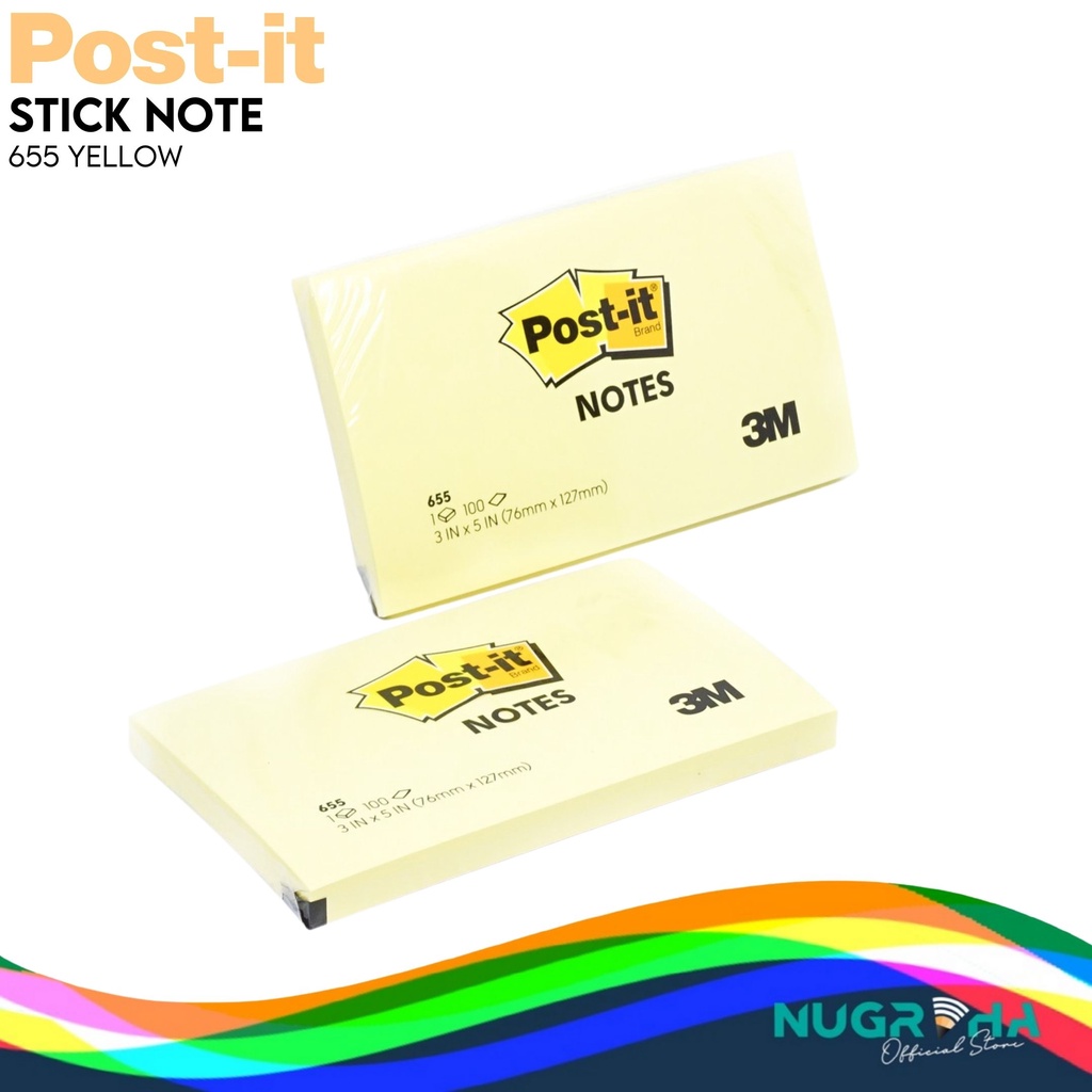 Jual STICK NOTE / STICKY NOTE 3M POST-IT 655 YLW 73X123 | Shopee Indonesia