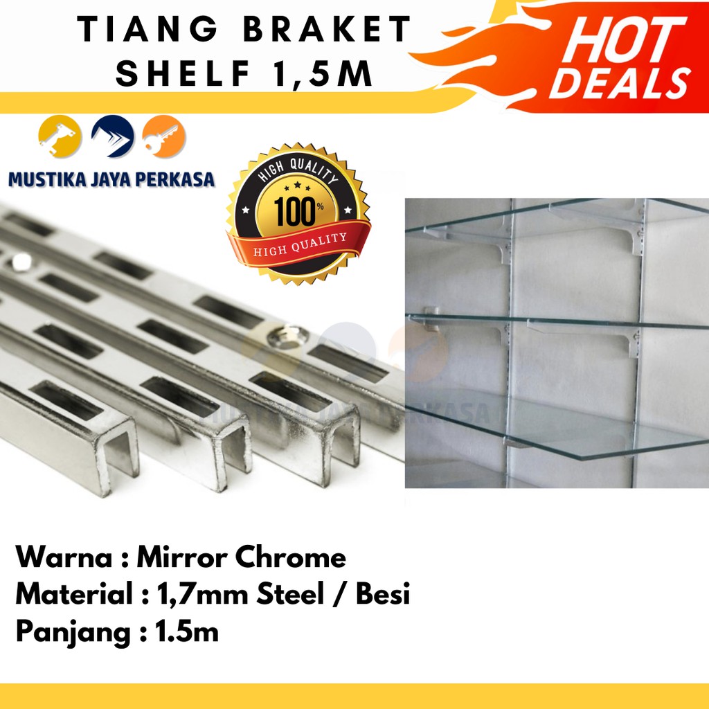 Jual Tiang Bracket Kaca 1,5 m / 150cm Rak Besi Display Papan Breket ...