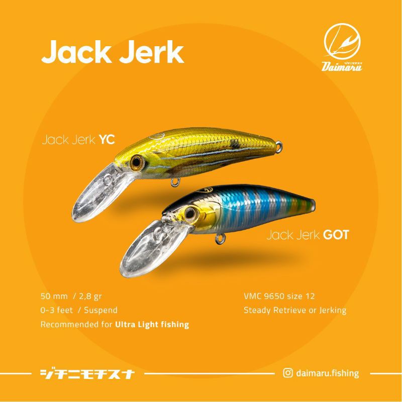 Jual Daimaru Lure Jack-Jerk 50mm - 2.8gr, Suspending 14 Warna, Umpan ...