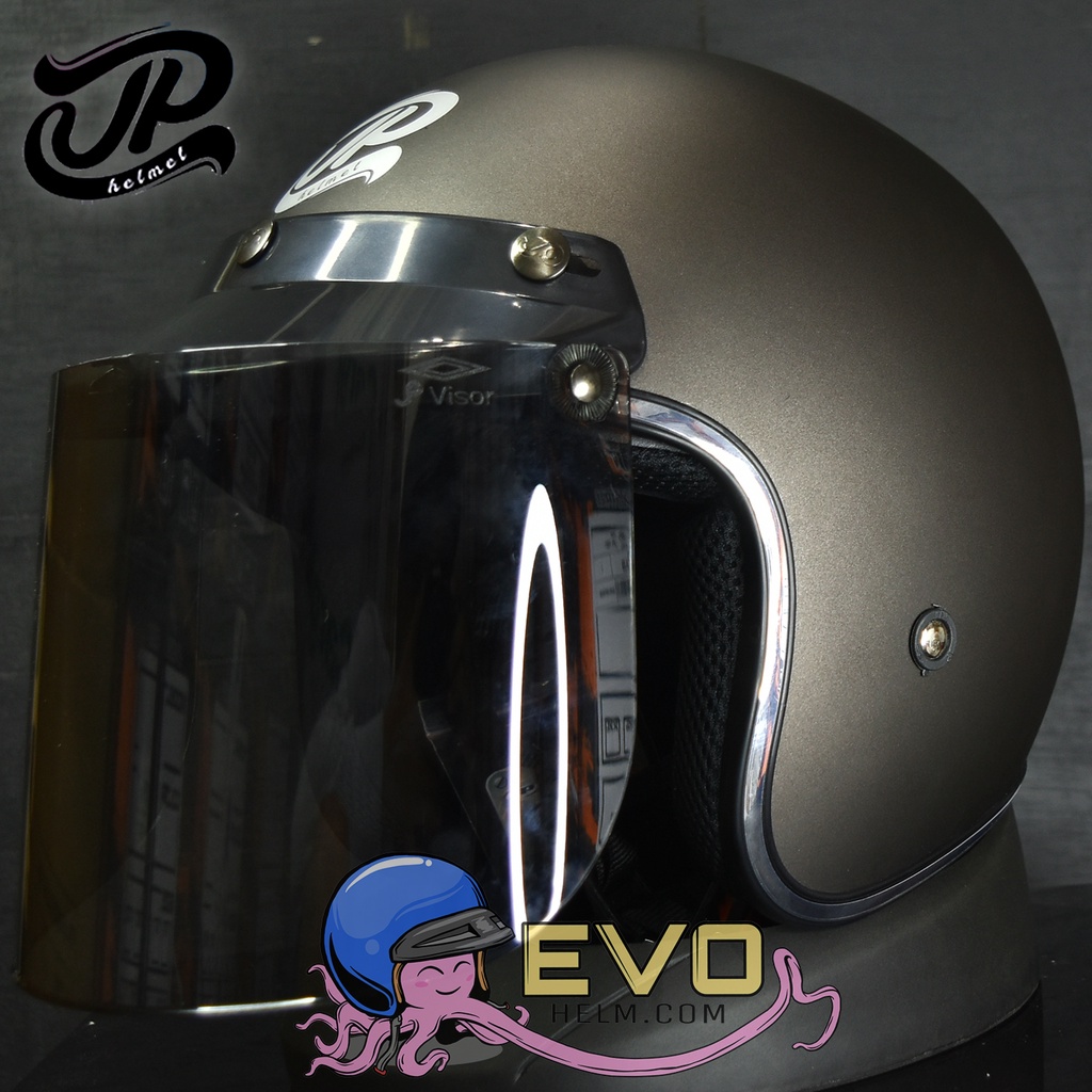 Jual HELM BOGO JPX_JP NEW BIGIE_SOLID - GUN METAL DOFF / SILVER ...