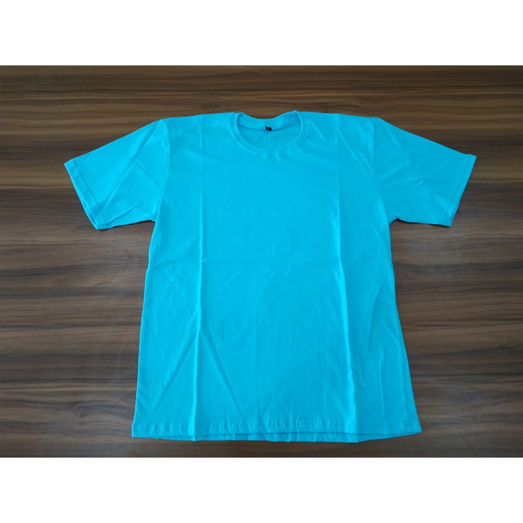 Jual Kaos Polos Pria Lengan Pendek Oblong Cotton Combed 30s Cyan ...