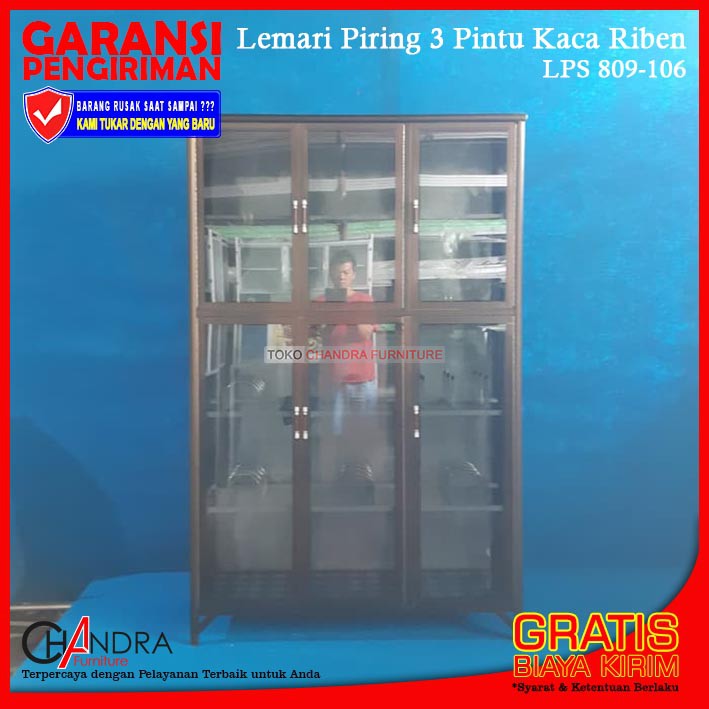 Jual Lemari Rak Piring 3 Pintu Alumunium Full Kaca Riben 3 Pintu LPS ...