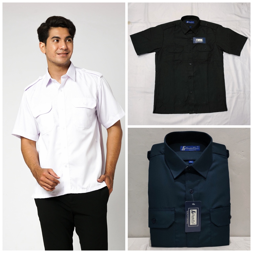 Jual Kemeja Pilot Pria Santa Ricci Lengan Pendek Kantong Dua Pangkat ...