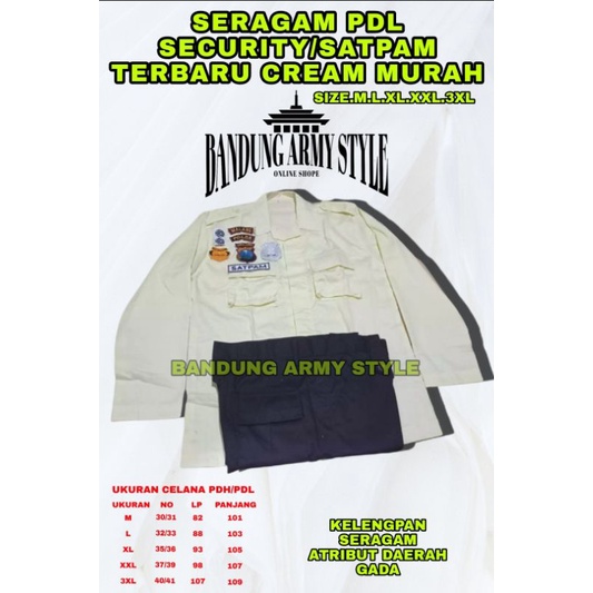 Jual GLOSIR SERAGAM PDL SATPAM CREAM TERBARU SERAGAM PDL SECURITY CREAM ...