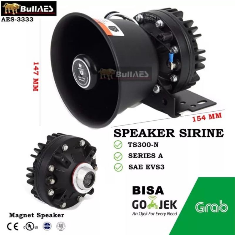 Jual Speaker Sirine Patwal TS300N 300 Wat Corong Bulat Besi | Speaker ...