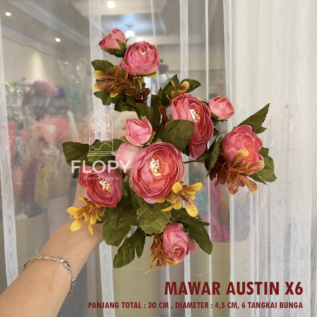 Jual [6 Tangkai] Bunga Mawar Austin X6 Artificial / Bunga Plastik Palsu ...