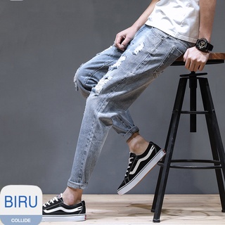 Jual Ripped jeans pria Celana pensil cowok sobek jeans laki laki dewasa ...