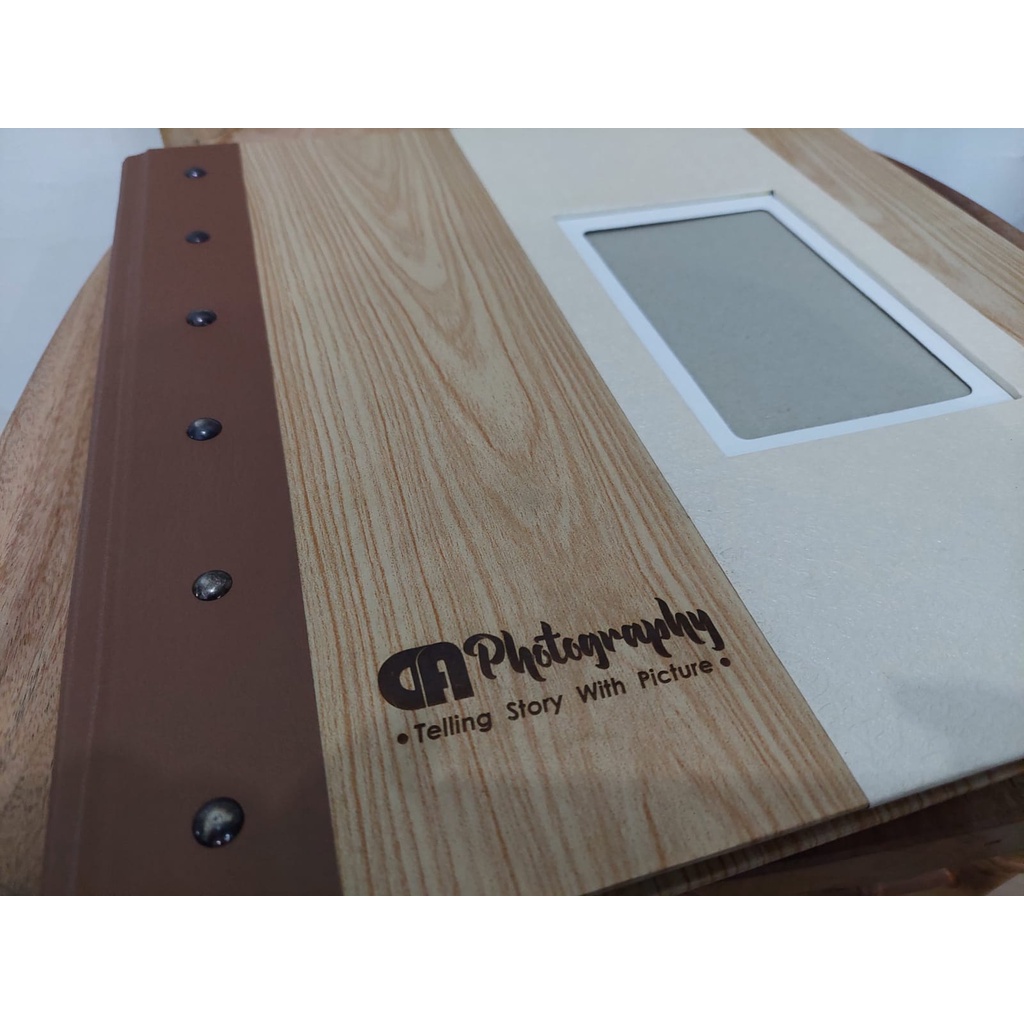 Jual (FREE grafir) album foto magnetik jumbo motif kayu paku | Shopee ...