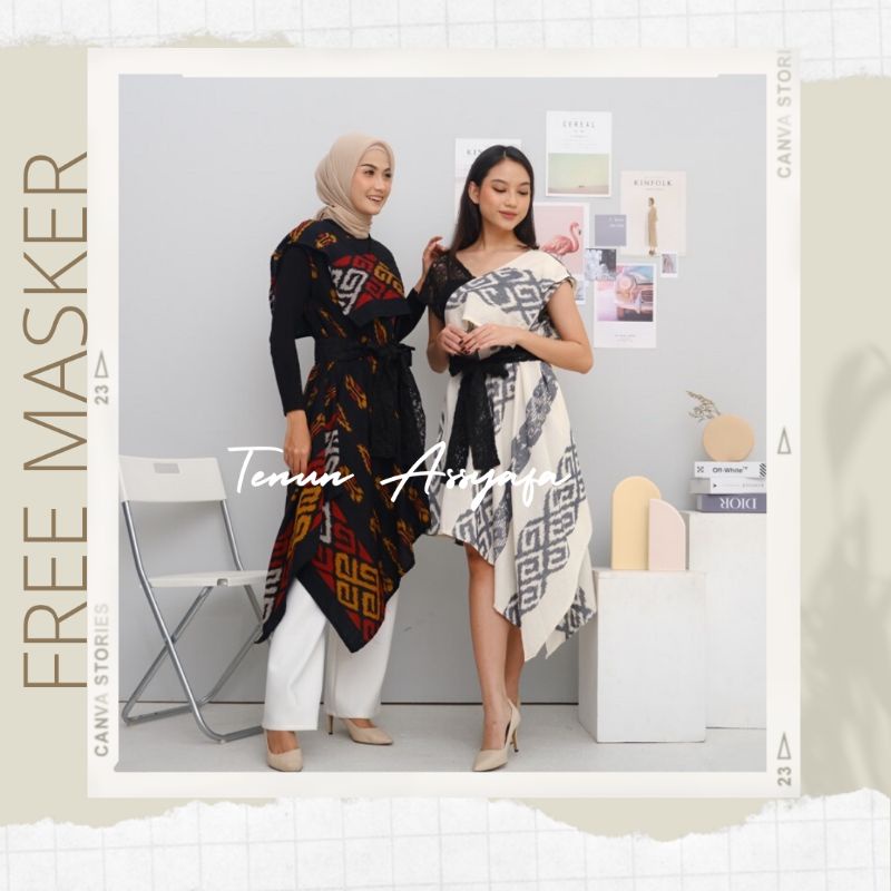 Jual Dress Tenun Ikat Troso Tunik Tenun Ikat Etnik - Ivory Series Tenun | Shopee Indonesia