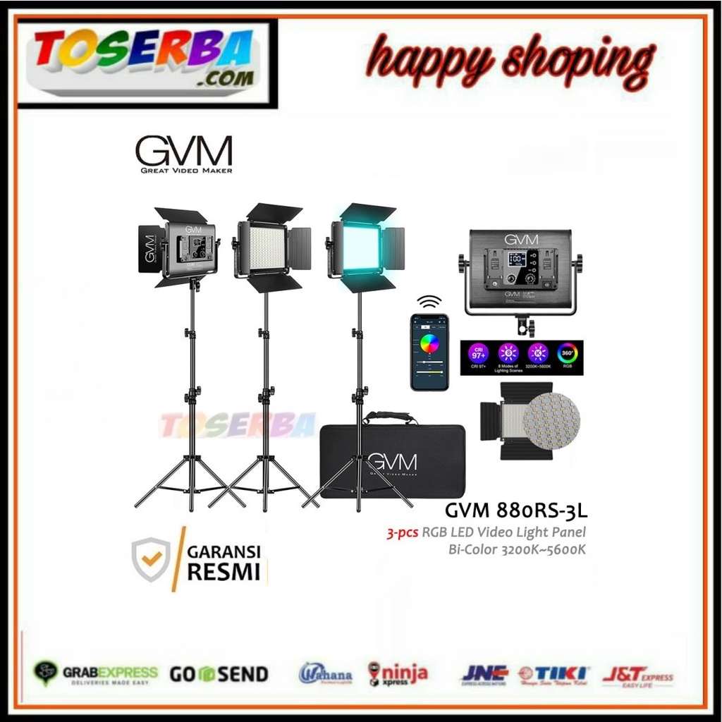 Jual GVM 880RS-3L RGB LED Video Light Panel Bi-Color | Shopee Indonesia