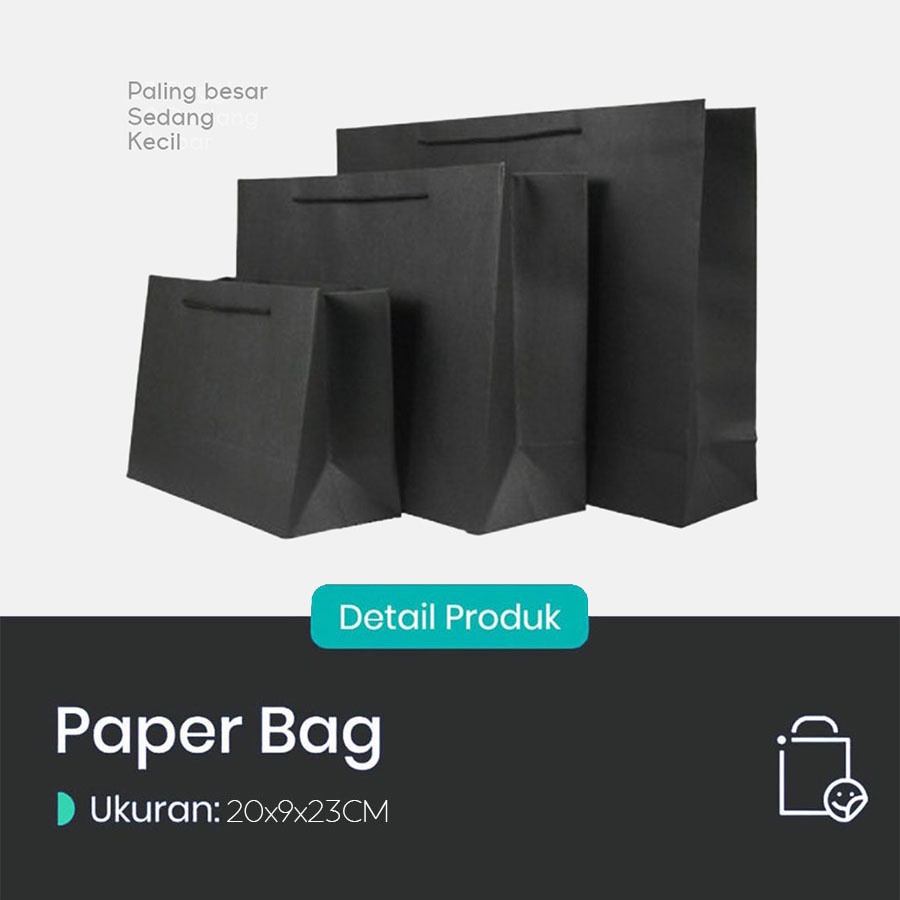 Jual (ALL SIZE) Paper bag hitam polos Semua ukuran / Papper bag tali ...